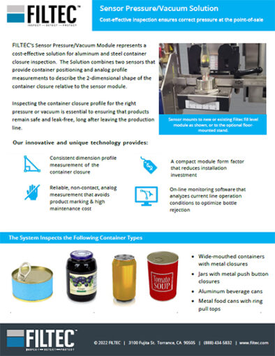 Sensor Pressure Solution for Cans - FILTEC