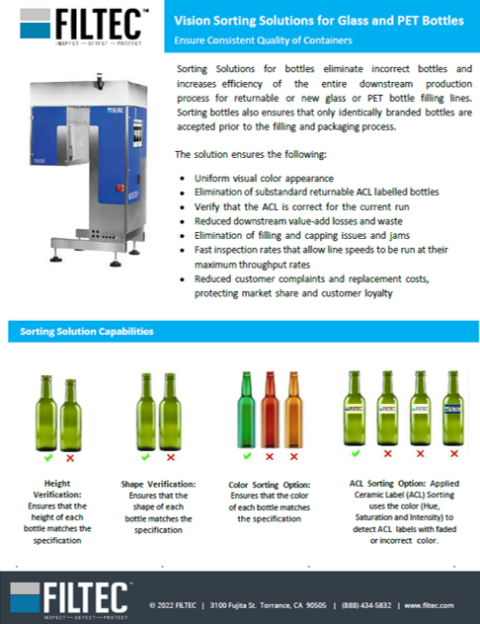 Vision Sorting Solution for Empty Bottles - FILTEC
